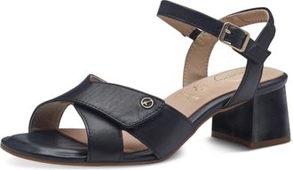 Tamaris Comfort Damen Sandalen mit Absatz aus Leder mit verstellbarem Riemen, Schwarz (Black Nappa), 37 EU