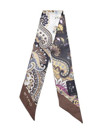 Etro Womens Silk Twill Scarf Multicolour Paisley Scarfs