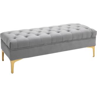 HOMCOM Sitzbank Polsterbank mit Samt-Bezug Bettbank mit Metallrahmen, Schuhbank f&uuml;r Schlafzimmer, Wohnzimmer, Flur 118 x 45 x 42 cm Hellgrau