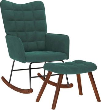 vidaXL Schaukelstuhl mit Hocker Dunkelgrüner Samt - Vidaxl