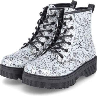 Skechers Gravlen Hi Doodle Down Stiefelette, Silver Pu/Black Trim, 28.5 EU