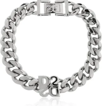 Dsquared2 Homme, Accessoires, Gris, Taille: M Bracelet en laiton avec logo