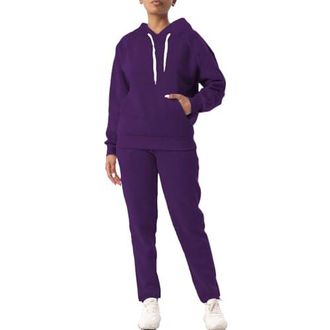 Generic Jogging Femme Ensemble, Survet&ecirc;ment 2 Pi&egrave;ces Manches Longues Tenue Chaude Sweats &agrave; Capuche et Pantalons Sportswear pour Jogging Sports Suit D&eacute;contract