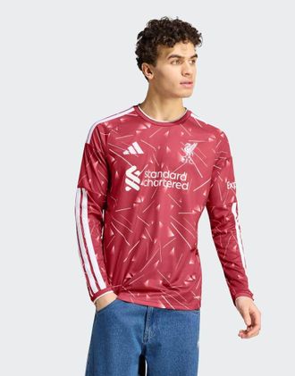 adidas Liverpool fc 26/27 maillot domicile manches longues en bordeaux actif-Rouge