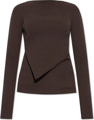 Rick Owens Femme, Tops, Brun, Taille: 40 FR Ribbed Knit Babel Sweater