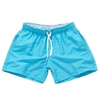LaoZan Homme Short Pantalon Sportif Pantalon Court Shorts De Plage Séchage Rapide Couleur Unie Bleu Ciel M