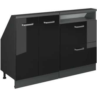 Vicco Dachschr&auml;genschrank-Set Rion, Schwarz Hochglanz/Anthrazit, 2er Set, Vicco