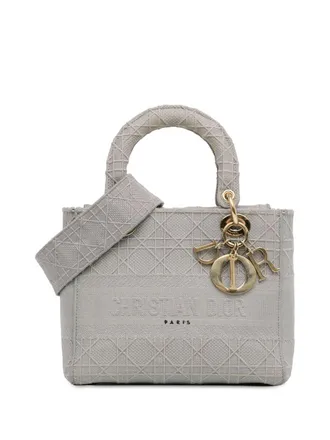 Dior 2020 mittelgroße Cannage Lady D-Lite Satteltasche - Grau