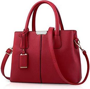 Nicole & Doris NICOLE&DORIS Femmes Dame Sacs &agrave; Main Sac d&eacute;paule Sac bandouli&egrave;re Fourre-Tout Cartable PU Cuir Rouge