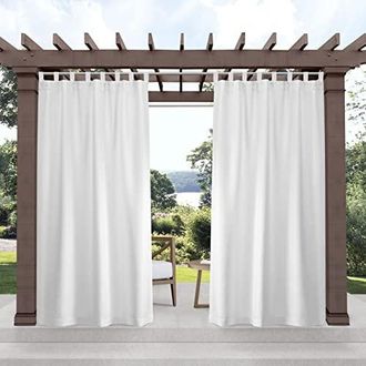 Exclusive Home Cabana Vorhang mit Klettverschluss für drinnen und draußen, lichtfilternd, 137,2 x 365,8 cm, Weiß
