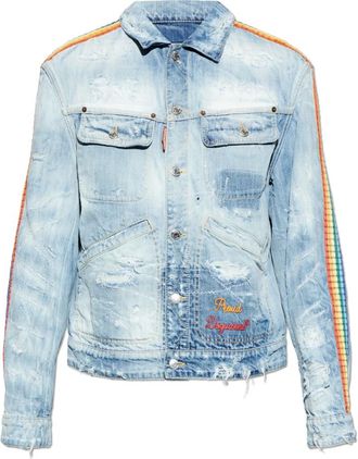 Dsquared2 Homme, Vestes, Bleu, Taille: 2XL Veste en jean effet vieilli