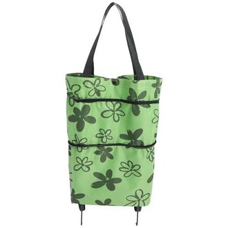 Cabilock BELLIFFY Paquet &agrave; Roulettes pour Courses Pliable Poign&eacute;e T&eacute;lescopique Grand Paquet en Tissu Vert &agrave; Motif Fleur &agrave; Cinq P&eacute;tales Chariot L&eacute;ger et Maniabl