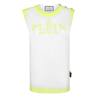 Philipp Plein Femme, Tops, Blanc, Taille: 40 FR Tank top Fluo