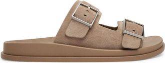 Calvin Klein Pantoletten City Sandal Buckle Suede HW0HW03130 Beige