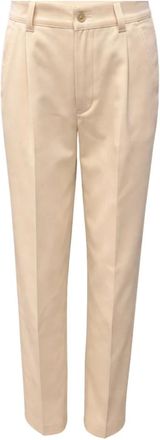 Department Five Department Five, Femme, Pantalons, Beige, Taille: 48 FR Pantalon en coton avec bande lat&eacute;rale effiloch&eacute;e