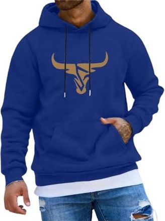 Generic Sweat a Capuche Homme Sweatshirt Hooded Hoodie Homme Graphique T&ecirc;te de Taureau, Sweatshirt Confortable avec Cordon de Serrage pour Port Quotidien