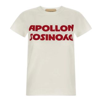 Valentino Garavani Femme, Tops, Blanc, Taille: 38 FR T-shirt en coton avec imprimé Apollon/Dyonisos
