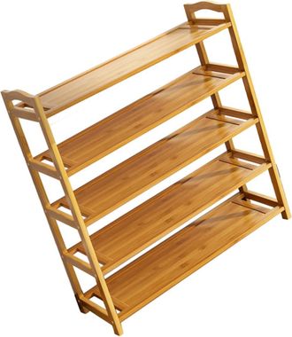 SOLUSTRE St&ouml;ckiges Bambus Schuhregal mit Dicker Rahmenkonstruktion Gro&szlig;er Kapazit&auml;t und Rutschfestem Ablagebrett Freistehend f&uuml;r Flur Balkon und Eingangsbereic