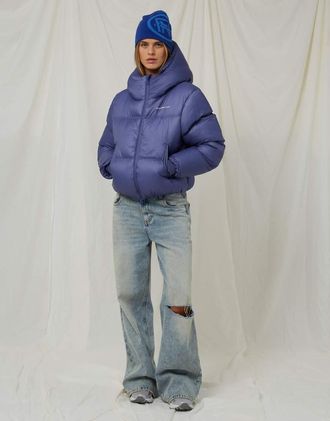Good For Nothing kurze Pufferjacke mit Kapuze in Blau