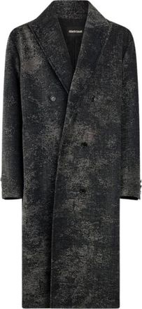 Roberto Cavalli Homme, Manteaux, Noir, Taille: 3XL Manteau Crois&eacute; &agrave; Effet Vieilli