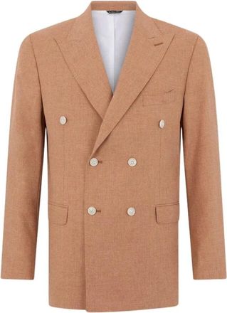 Brooks Brothers Homme, Vestes, Orange, Taille: L Blazer Crois&eacute; en Laine Vierge Tropicale