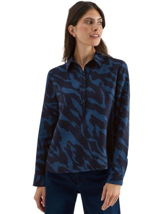 Cecil Damen 3412204 Gemusterte Bluse, urban Dark Blue, Large