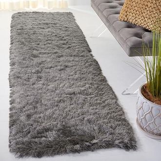 Safavieh Paris Shag Collection Tapis à Poils Longs pour Salon, Salle à Manger, Chambre à Coucher Titane, 69 x 244 cm