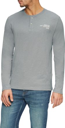 s.Oliver Henley-Shirt mit Flammgarnstruktur und Stickerei