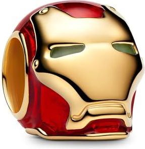 Pandora Moments Marvel 764213C01 Breloque en forme de casque Iron Man en alliage plaqué or 14 carats Compatible Moments