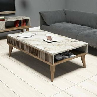 Dmora Couchtisch Capricorn 105x60x34,6 cm Braun, EIN Fach