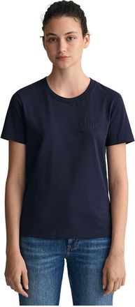 GANT Damen Reg Tonal Shield Ss T-Shirt Tonal Logo T-Shirt, Evening Blue, XL