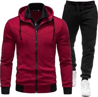 Generic MJGkhiy Ensemble Complet dHiver pour Homme, Surv&ecirc;tement avec Fermeture &Eacute;clair et Capuche, Deux Pi&egrave;ces, Veste et Pantalon, Ensemble de Surv&ecirc;tement, V&ecirc;t