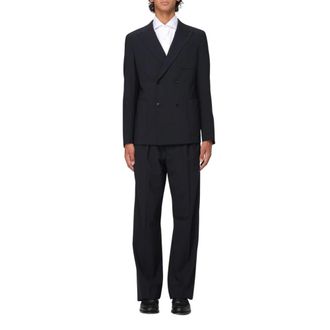 Emporio Armani Blaues- doppeltreihiges Stretchkleid aus Wolle - - Suits - Herren - Blau - XL