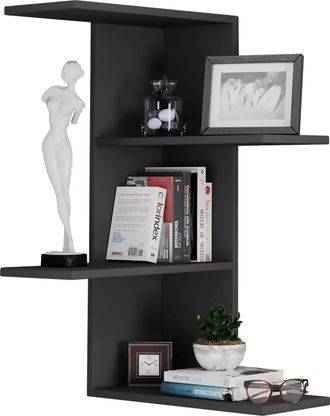 VCM Holzregal hängend | platzsparendes Regal | Maße: H. 77 x B. 45 x T. 45 cm | Elegantes Regal hängend | Aufbewahrungsregal | Bücherregal | Wandboard - R