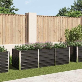 vidaXL Vidaxl - Lit sur&eacute;lev&eacute; de jardin Anthracite 240x80x77 cm Acier galvanis&eacute;