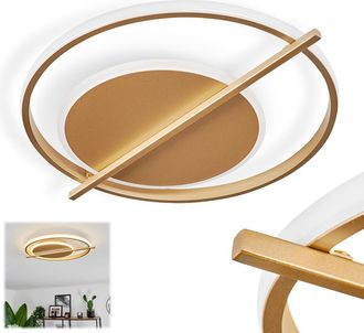 HOFSTEIN LED Deckenleuchte Evolene, moderne Deckenlampe aus Metall/Kunststoff in Goldfarben/Wei&szlig;, runde Deckenleuchte im modernen Design, &Oslash; 35 cm, LED 36 Watt,