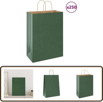 vidaXL Vidaxl - Papiertragetaschen 250 Stk. mit Henkeln Gr&uuml;n 32x17x44 cm