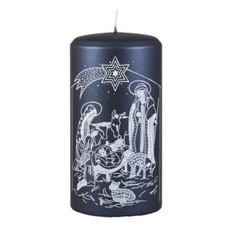 Unipar Gloria blau Weihnachtskerze mit Motiv Bedruckte Kerzen Weihnachten