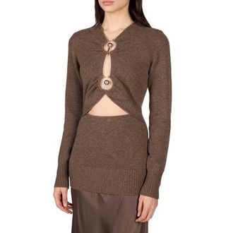 CHRISTOPHER ESBER Robe Orbit Ruched Monument &agrave; manches longues en cachemire