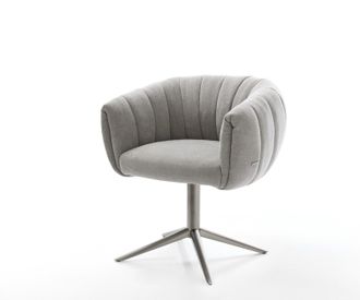 DELIFE Drehstuhl Jada-Flex Strukturstoff Soft Grau Fu&szlig;kreuz Graphit 360&deg; drehbar Wippfunktion Taschenfederkern, Esszimmerst&uuml;hle