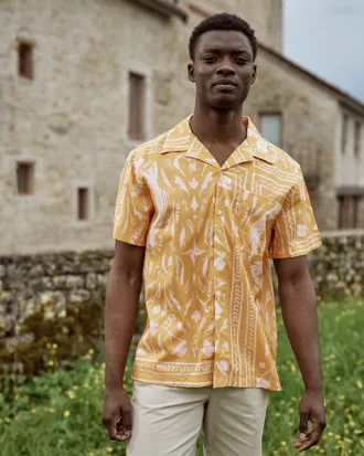 Faguo Chemise manches courtes ocre coton