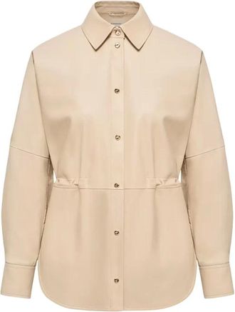 Moncler Femme, Blouses et Chemises, Brun, Taille: 36 FR Chemise en cuir