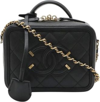 Chanel Pre-owned CC Filigree Small Vanity Bag Leather - Femme - Pre-owned - Noir - Taille: ONE Size