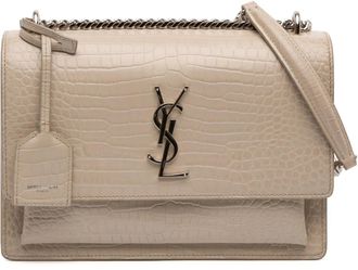 Saint Laurent Hobo Bags - Medium Croc Embossed Monogram Sunset Bag - Gr. unisize - in Braun - f&uuml;r Damen