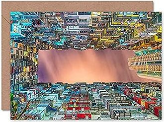 Fine Art Prints Architektur Night Building City Wolkenkratzer Grußkarte mit Umschlag im Inneren, Premium-Qualität