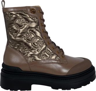 Pinko Pinko, Homme, Chaussures, Beige, Taille: 39 EU Mia Bottine Cuir Monogramme Tabac