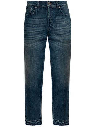 Lanvin jean &agrave; patch logo - Bleu