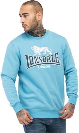 Lonsdale Sweat-shirt à col rond pour homme, coupe normale, bleu lawins bleu/blanc/bleu marine, XL, Bleu/blanc/bleu marine
