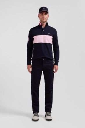 Eden Park Pantalon Chino En Piqu&eacute; De Coton Stretch Et Modal Marine Coupe Regular