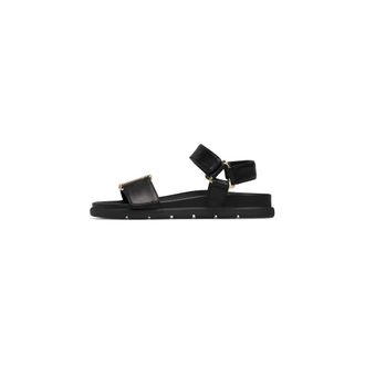 Loriblu Flache Sandalen aus Nappaleder mit Logo-Schnalle - - Shoes - Damen - Schwarzk - 36 EU